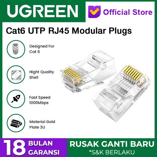 Promo Cat6 UTP RJ45 Modular Plugs | Konektor RJ45 UGREEN - 10 PCS ...