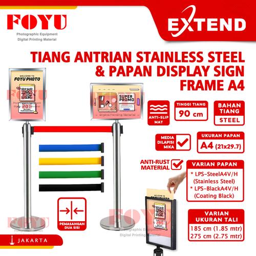 Jual Tiang Pembatas Antrian Pita Steel Line Papan Display Sign Frame A4 ...