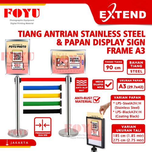 Jual Tiang Pembatas Antrian Pita Steel Line Papan Display Sign Frame A3 ...