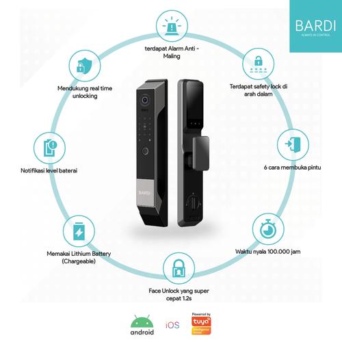Promo BARDI Smart Door Lock with Face Recognition (High Version) Cicil ...