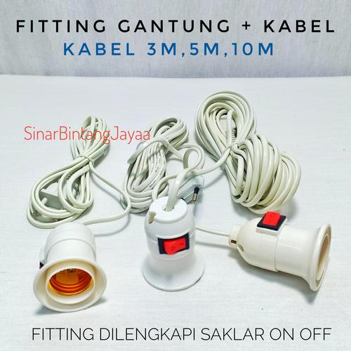 Jual Fitting Lampu Gantung Kabel 3M 5M 10M Fitting Lampu Gantung On Off ...