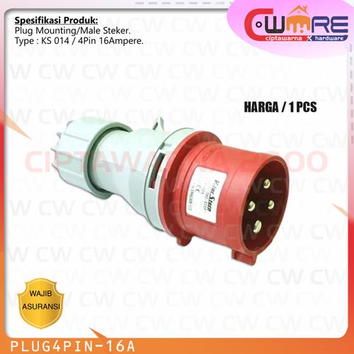 Jual Plug Mounting 4 Pin 16A Male Steker Colokan Listrik Stop Kontak ...