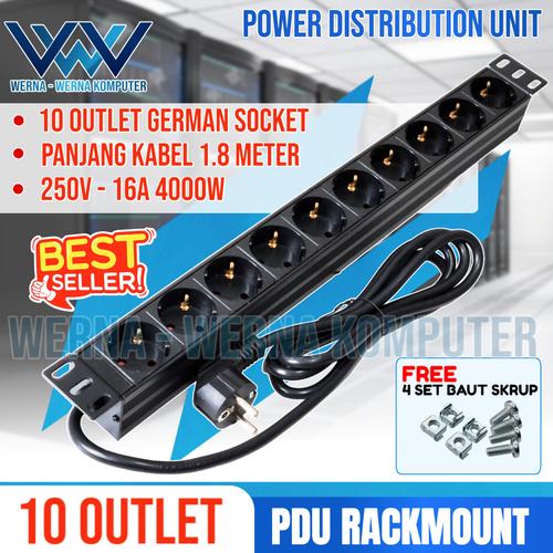 Jual PDU POWER DISTRIBUTION UNIT 10 HOLE GERMAN OUTLET 1,8 METER 250V ...