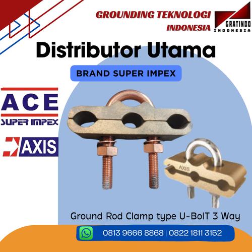 Jual Ground Rod Clamp type U-Bolt 3 WAY 16mm-50mm (Import), Klem 3 ...