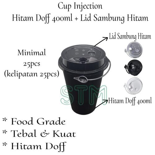 Jual Cup PPI injection Frost Hitam 14oz /Gelas Injek 400ml boba Cup ...