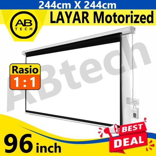 Jual Layar Proyektor Motorized 96 inch - Screen Projector Remote ...
