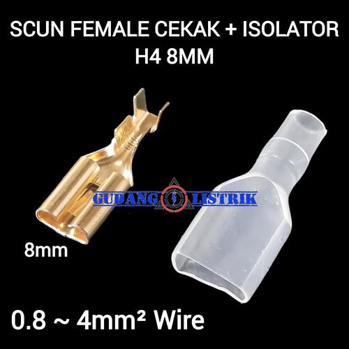 Jual Scun Skun Female Betina Cekak Kuningan 8mm Plus Isolator H4 ...