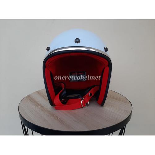 Jual Helm slim head tx 500 putih busa merah - helm slim head custom ...
