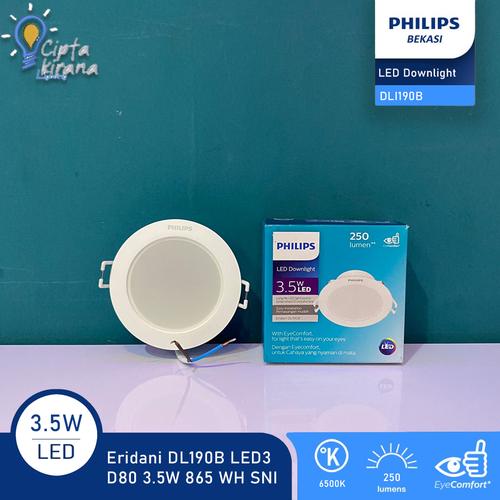 Jual Lampu Philips Downlight Eridani DL190B LED3 D80 3.5W 865 WH SNI - Natural - Kota Bekasi ...