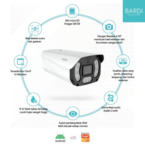 Promo BARDI Smart IP Camera Static Outdoor PoE IP67 Waterproof 4MP 2K - IP CAM Only Cicil 0% 3x ...