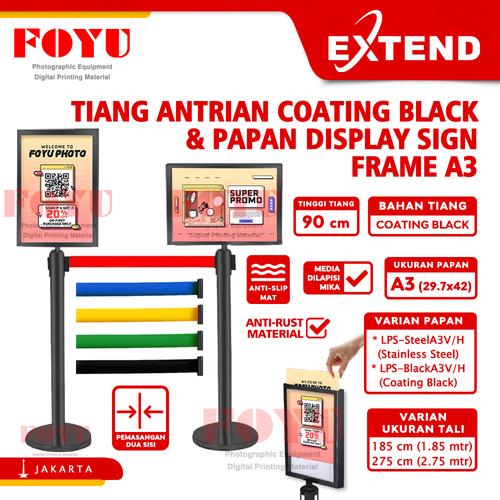 Jual Tiang Pembatas Antrian Black Pita Line Papan Display Sign Frame A3 ...