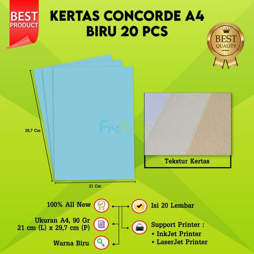 Jual Concorde Kertas A4 90gr 210mm x 297mm 1 pack isi Paper 20 Lembar ...