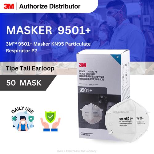 Promo 3M 9501+ Masker KN95 Particulate Respirator P2 - 1 Box ( 50 ...
