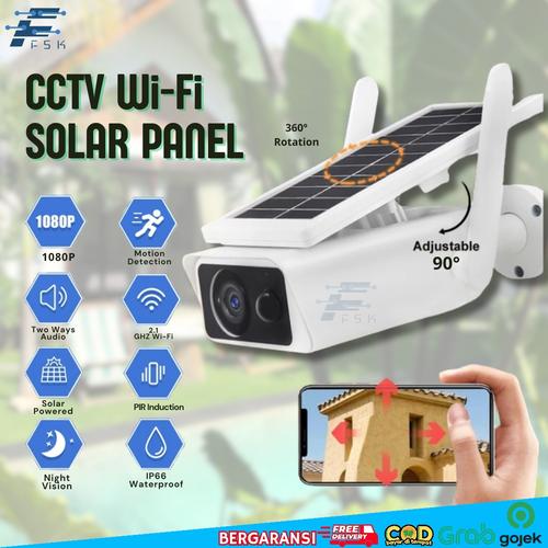 Promo IP Cam Solar Panel Cell CCTV Tenaga Surya Outdoor Waterproof FHD ...
