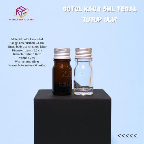 Jual botol kaca 5ml tebal tutup ulir / botol kaca tutup ulir almunium ...
