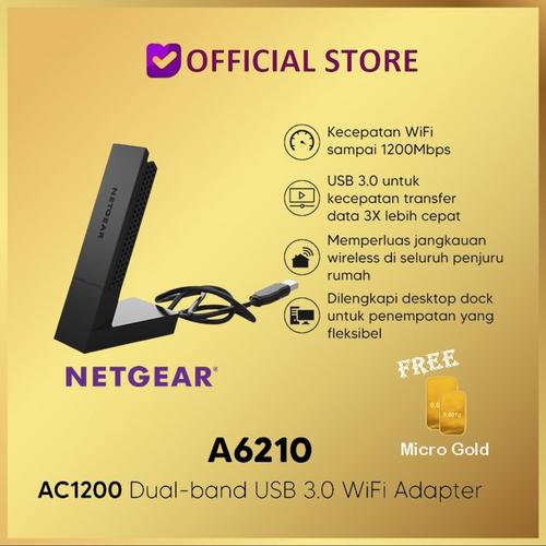 Promo Netgear A6210 Wireless Adapter AC 1200 Dongle USB Wifi Dual Band ...