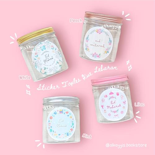 Jual Sticker Toples Kue Lebaran Aesthetic Tabung Bulat Eid Mubarak ...