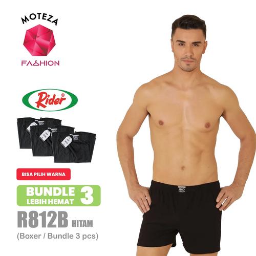 Jual ISI 3 pcs- Celana Dalam Pria Boxer - RIDER Premium R 812 B - Hitam ...
