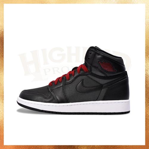 Jual Sepatu Air Jordan 1 High Black Satin Gym Red 100% Original 555088 ...