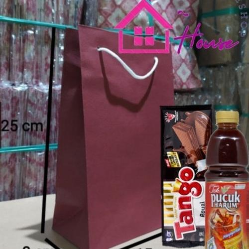 Jual PAPER BAG MERAH POLOS WAFER DAN MINUMAN UK.15 X 8 X 25 / TAS KADO ...