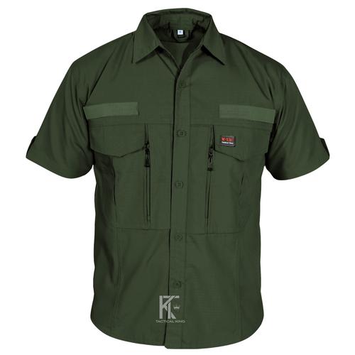 Jual Kemeja Tactical W-TAC lengan pendek Bahan Ripstop - Hijau Army, M ...