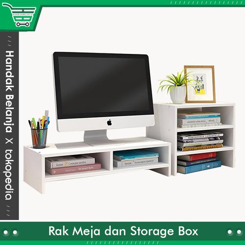 Promo RAK MEJA MINIMALIS KERJA ATAU BELAJAR LAPTOP / PC DENGAN STORAGE ...