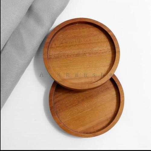 Jual wooden coaster tatakan gelas kayu bulat 10 cm alas gelas kayu ...