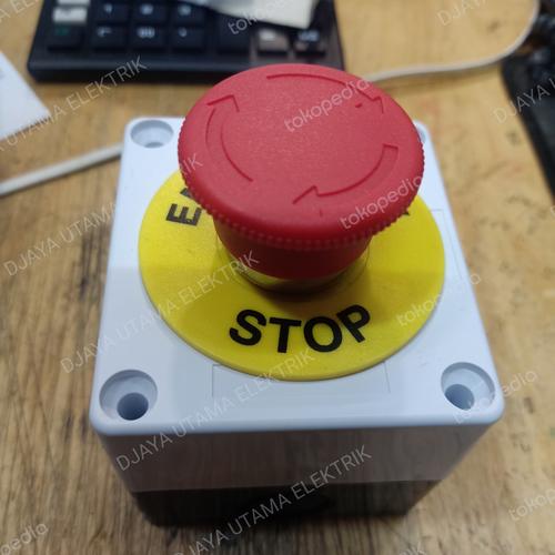 Jual Emergency Push Button XB2 + Box 1 Lubang + Plat Emergency Stop ...