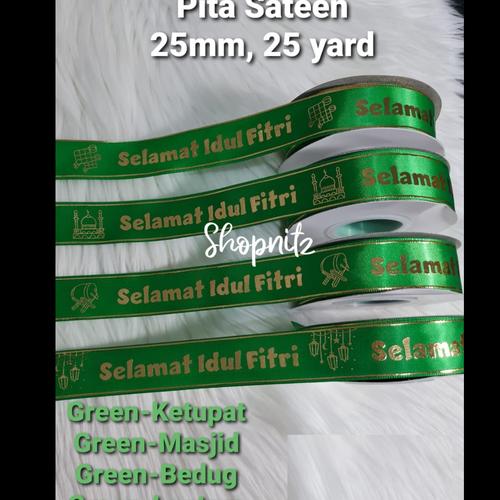 Jual Pita Hampers Lebaran GREEN Parcel Idul Fitri Pita Sateen 2.5cm ...