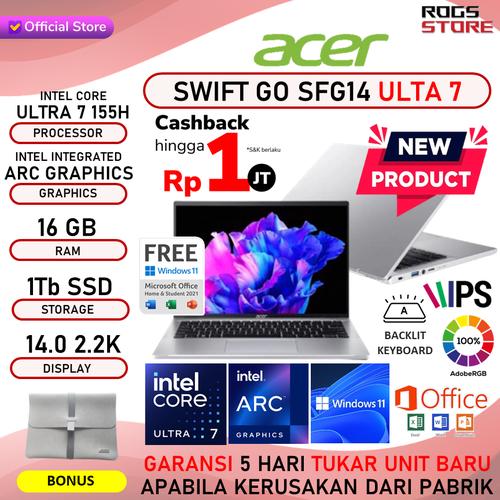 Promo ACER SWIFT GO SFG14 ULTRA 7 155H 16GB 1TB OHS 14" 2.2K 100%SRGB ...
