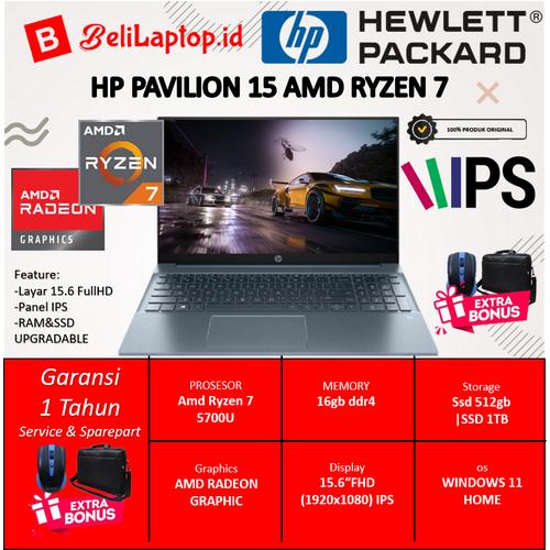 Jual Laptop gaming hp pavilion amd ryzen 7 5700U Ram 16GB Ssd 1TB IPS ...