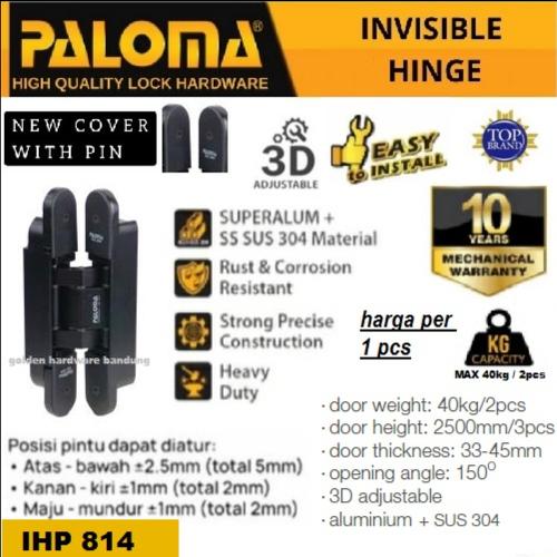 Jual PALOMA IHP 814 ENGSEL TANAM P40 CONCEALED INVISIBLE HINGE D40 ...