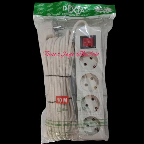 Jual Stop Kontak Arde 4 Lubang + Kabel 10 Meter + Saklar DEXTA Standar ...