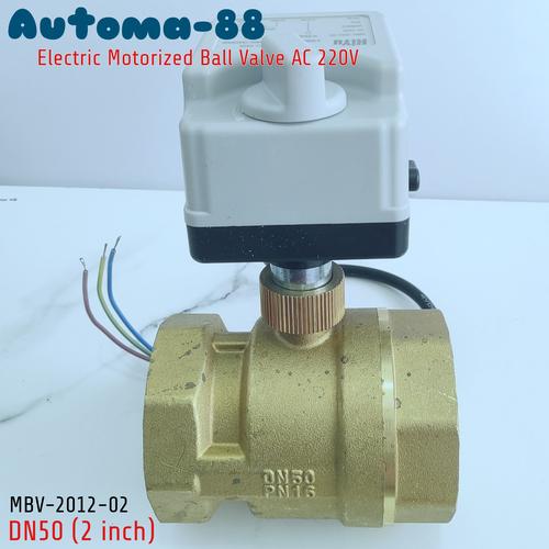 Jual MBV-2012-02 Electric Motorized Ball Valve DN50 AC 220V 2 inch Brass - Kab. Bekasi - Automa ...