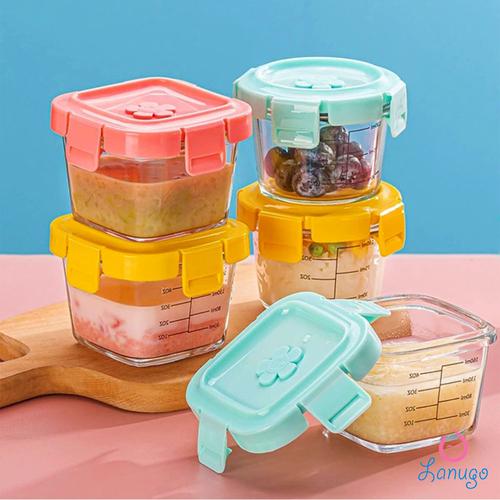 Jual Tempat Mpasi Kaca / Kotak Tempat Makan Kaca Baby Glass Food ...
