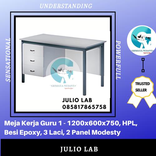 Jual Meja Kerja Guru 1 - 1200x600x750, HPL, Besi Epoxy, 3 Laci, 2 Panel ...