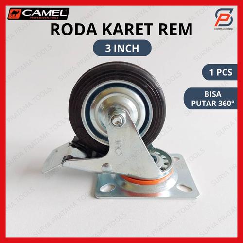 Jual RODA TROLI REM KARET 3 INCH CAMEL / RODA CASTER GEPENG ETALASE 3 ...
