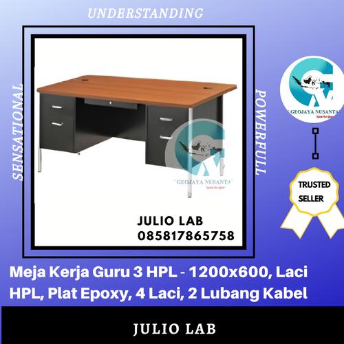 Jual Meja Kerja Guru 3 HPL - 1200x600, Laci HPL, 4 Laci, 2 Lubang Kabel ...