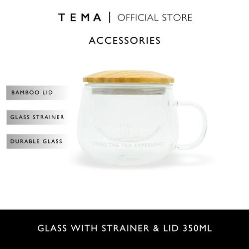Jual TEMA Tea Glass Infuser Strainer with Lid 350ml - Gelas Teh ...
