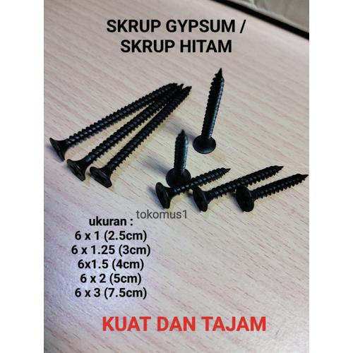 Jual SKRUP GIPSUM 50 PCS/BAUT SEKRUP GYPSUM /SKRUP HITAM/DRYWALL SCREW ...