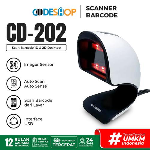 Promo Scanner Barcode Omni 2D Codeshop CD-202 Auto Scan QR Code USB ...