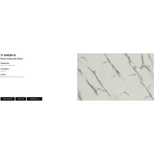 Jual TACO HPL Tiero TI X 0020 G Royal Calacatta Gloss X0020G - Kota ...