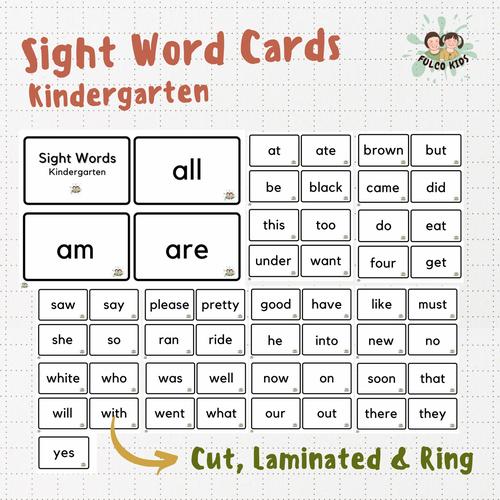 Jual Sight Words Level 2 : Kindergarten Cards Laminated by Fulco Kids ...