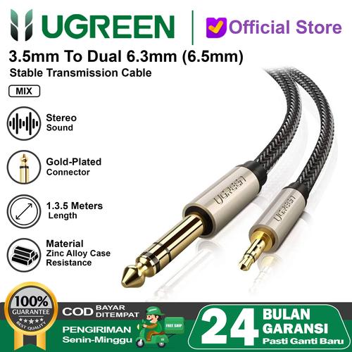 Jual UGREEN Kabel Audio Aux 6.5mm To 3.5mm Stereo Audio TRS Stereo - 10625 1Meter - Jakarta ...