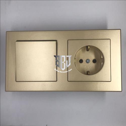 Jual Saklar Engkel + Stop Kontak 2 Gang Broco Plano Gold - Jakarta ...