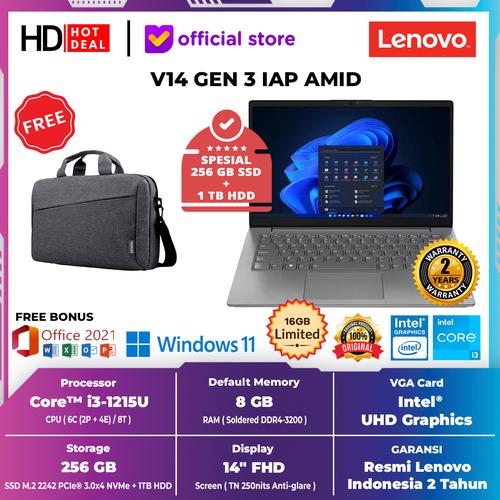 Promo LENOVO V14 Gen 3 IAP AMID GREY CORE i3-1215U 8GB 256GB W11+OHS - BUNDLE DELUXE, 16GB/256GB ...