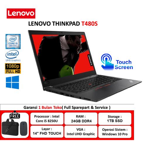 Jual SLIM !! Laptop Lenovo Thinkpad T480s Core i5-8th touch 20gb/1TB ...