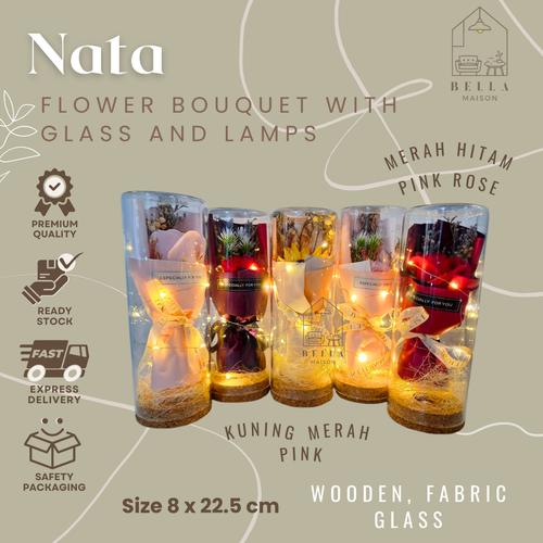 Jual Buket Bunga Aneka Warna dengan Tabung Kaca dan Lampu NATA - KUNING ...
