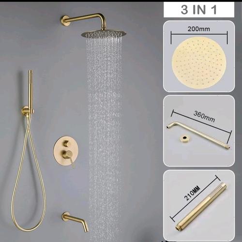 Jual Wall shower tanam set 3fungsi bahan kuningan gold, kran tanam ...