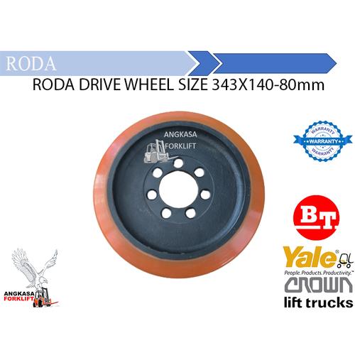 Jual Roda Drive Wheel Reachtruck BT Yale Crown 343x140 -80mm - Kota ...